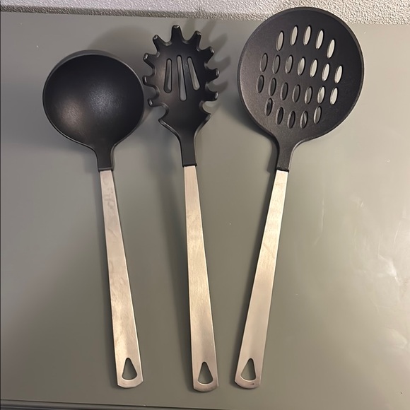 Kitchen | Stainless Steel And Black Kitchen Utensil Set Ladle Pasta ...
